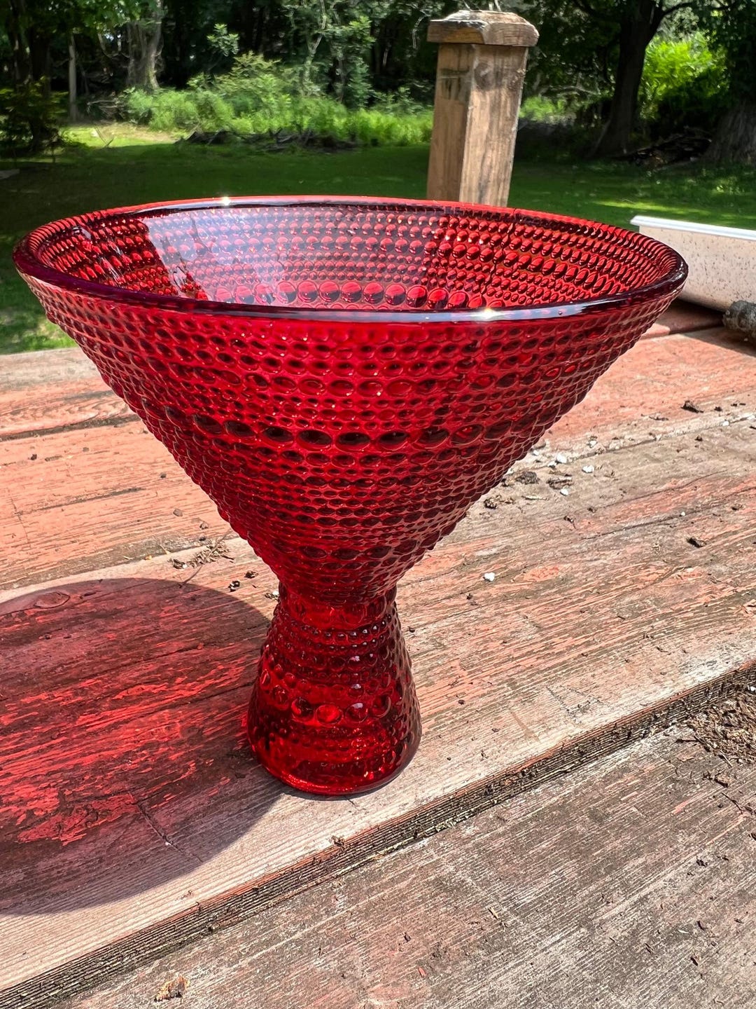 Vintage Ruby Red Martini Glass - Etsy