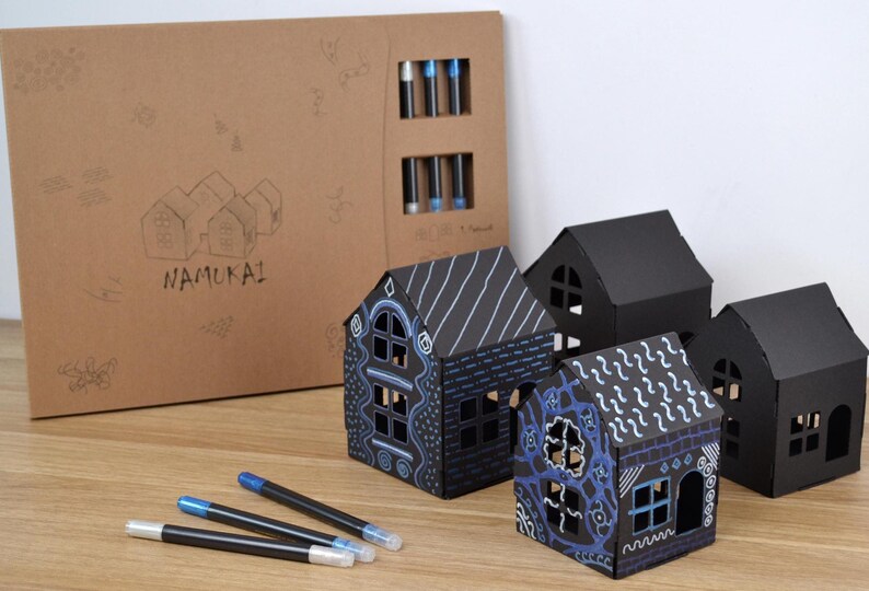 Creative Cardboard House Kit With Metallic Markers - Etsy