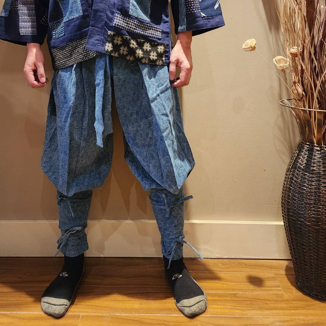 Indigo Tattsuke Bakama Pants, Stonewash Samurai Pants - Etsy