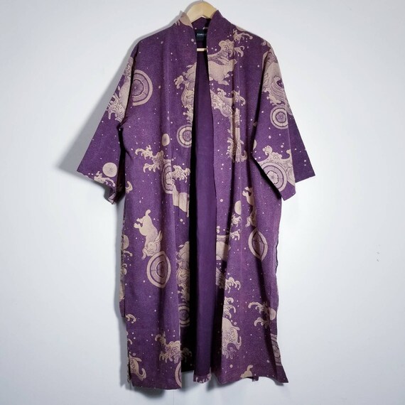 Purple Bunny Waves Long Monk Noragi Kimono Robe | Etsy