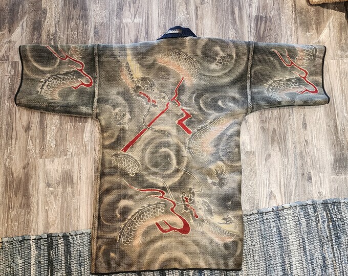 Antique Meiji-showa Era Japanese Fireman's Reversible Sashiko Hanten ...