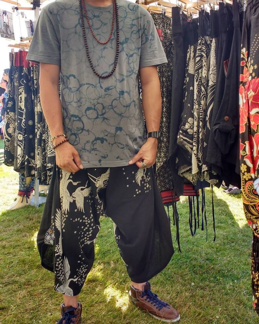 Sakura Crane (yinyang BLACK) Waist-tied Samurai Pants - Etsy