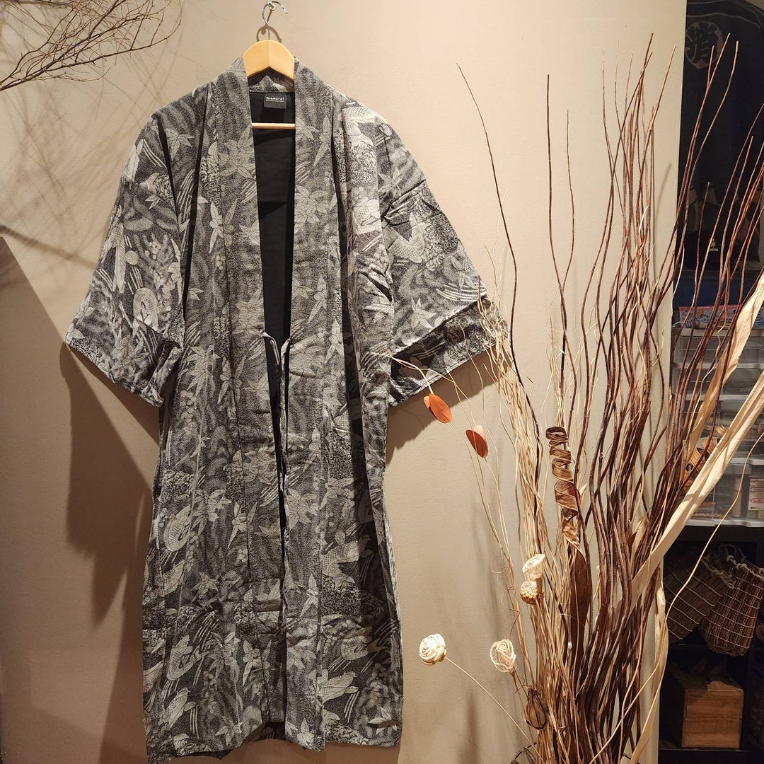 Black Stonewash Elite Koi Long Noragi Kimono Jacket Hanten - Etsy