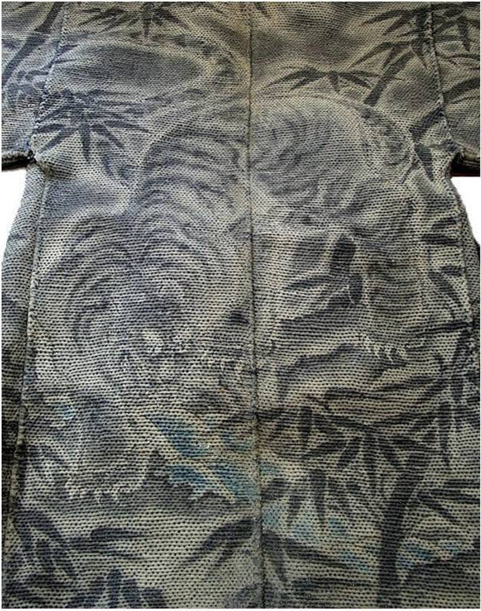 Antique Edo Period Sumi-e Bamboo and Tiger Painting Hikeshi Sashiko ...