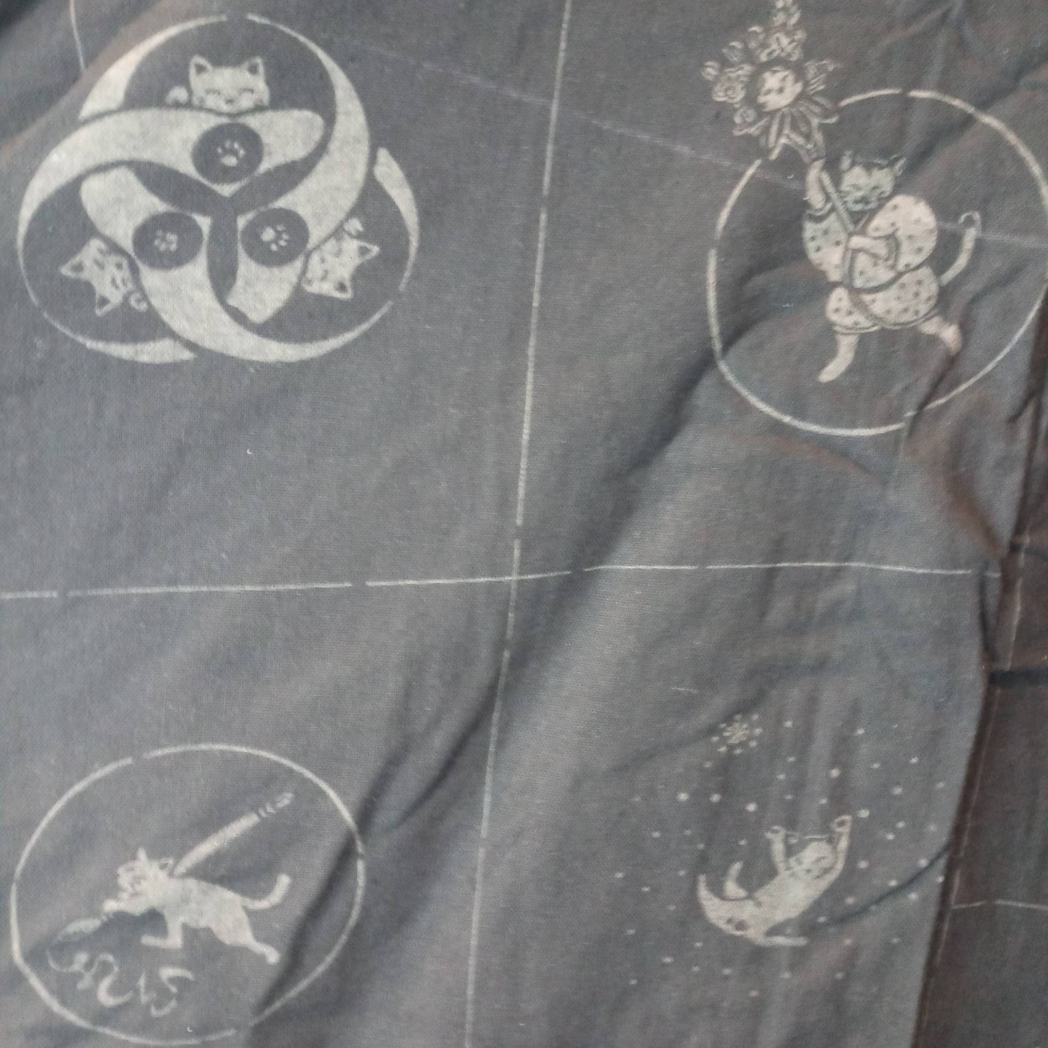 Black Samurai Cat Kamon 8 Panel Long Skirts | Etsy