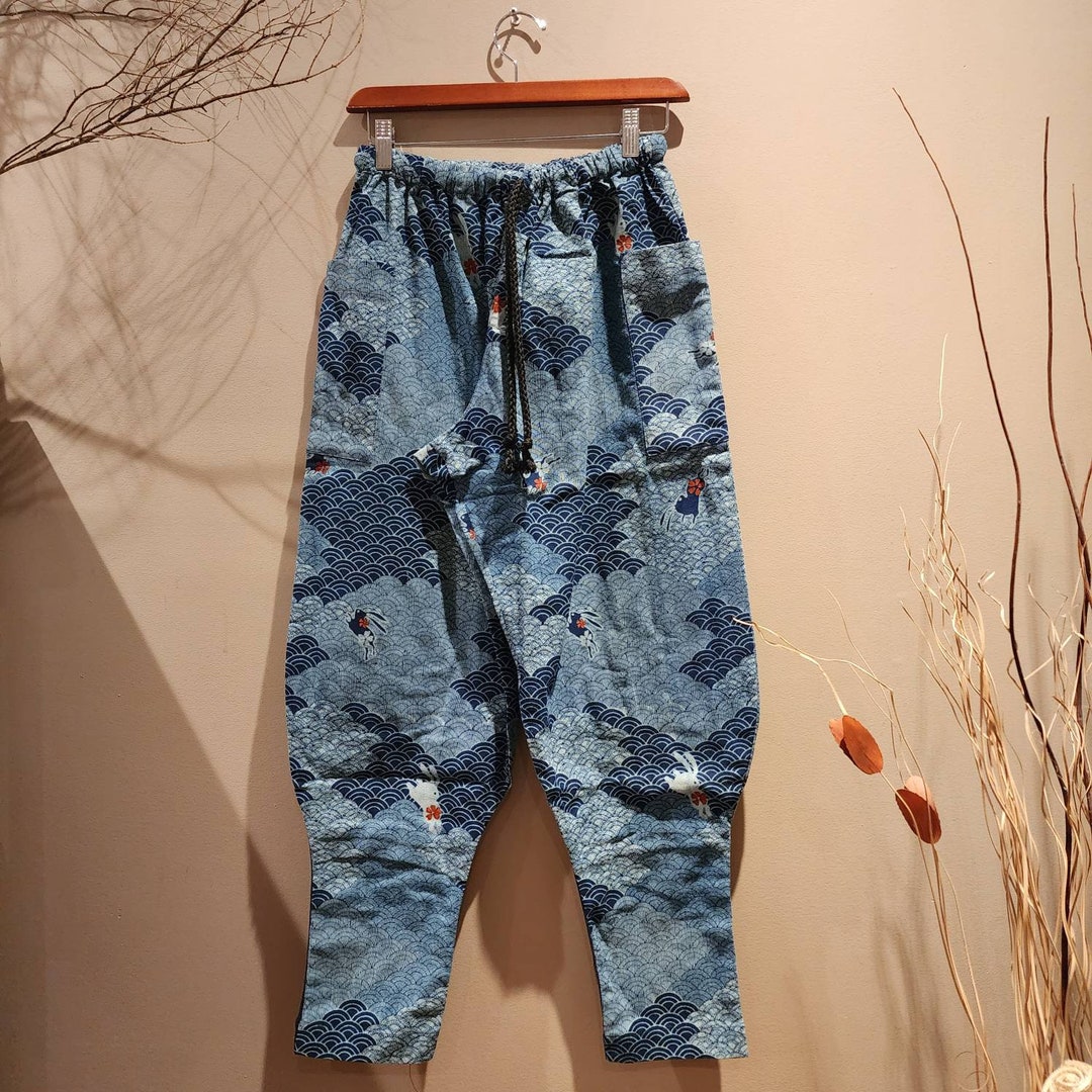 Indigo Bunny Waves Tapered Ninja Pants - Etsy