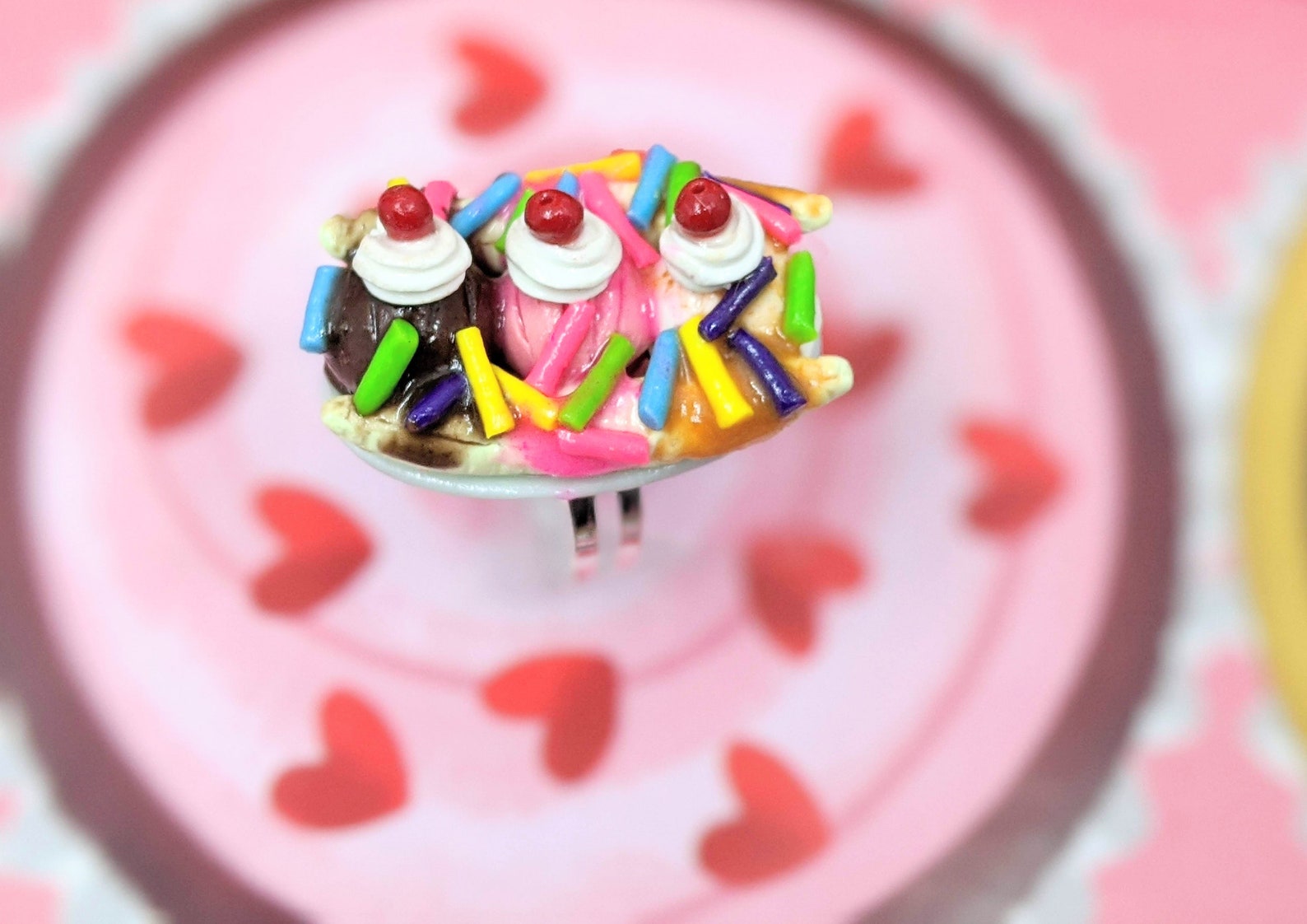 Banana Split Ring Miniature Food Jewelry Inedible Jewelry | Etsy