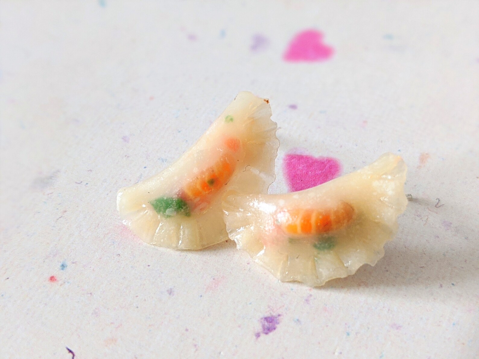Shrimp Dumpling Earrings, Miniature Food Jewelry, Inedible Jewelry ...