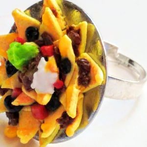Cheese Nachos Supreme Ring - Miniature Food Jewelry - Fake Food Ring ...