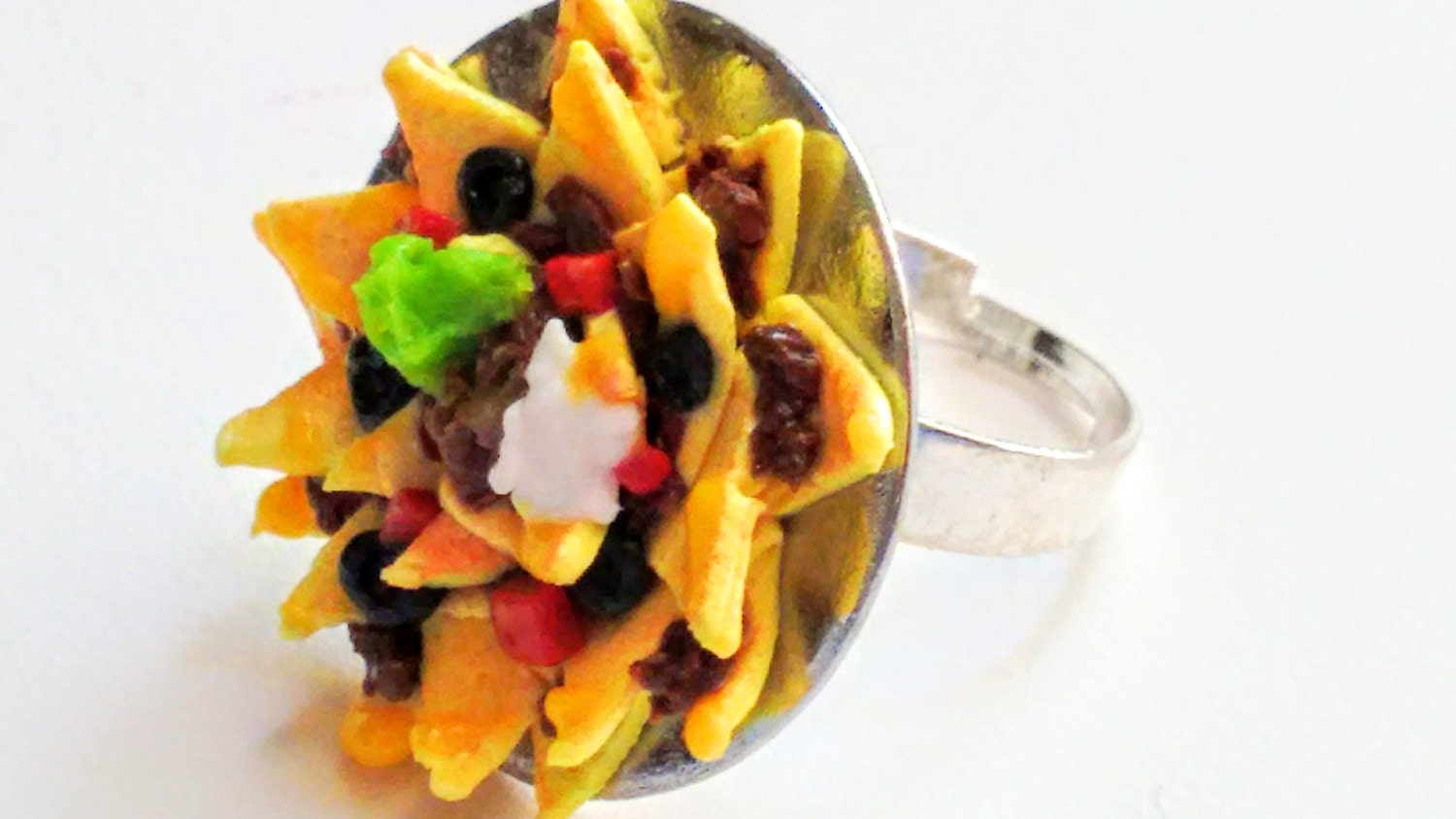 Cheese Nachos Supreme Ring - Miniature Food Jewelry - Fake Food Ring ...