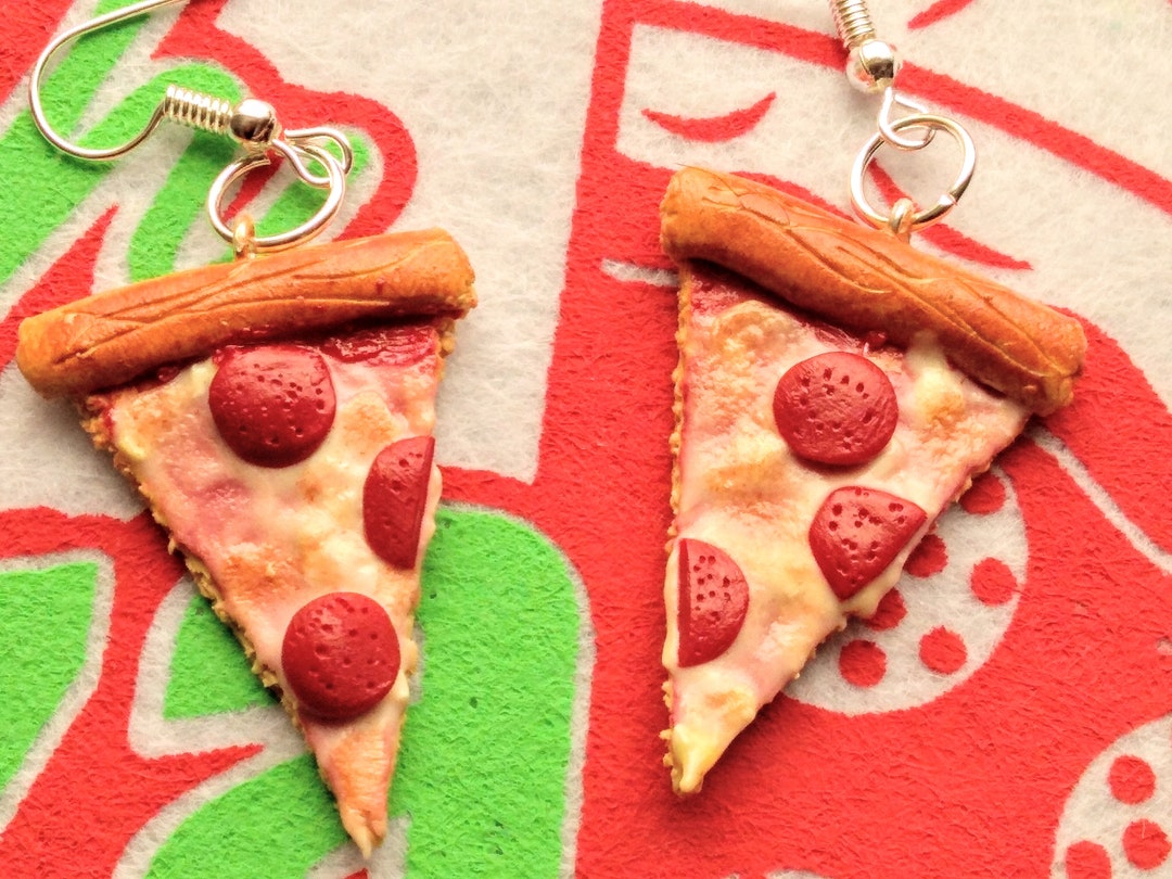 Realistic Pepperoni Pizza Slice Earrings Miniature Food - Etsy