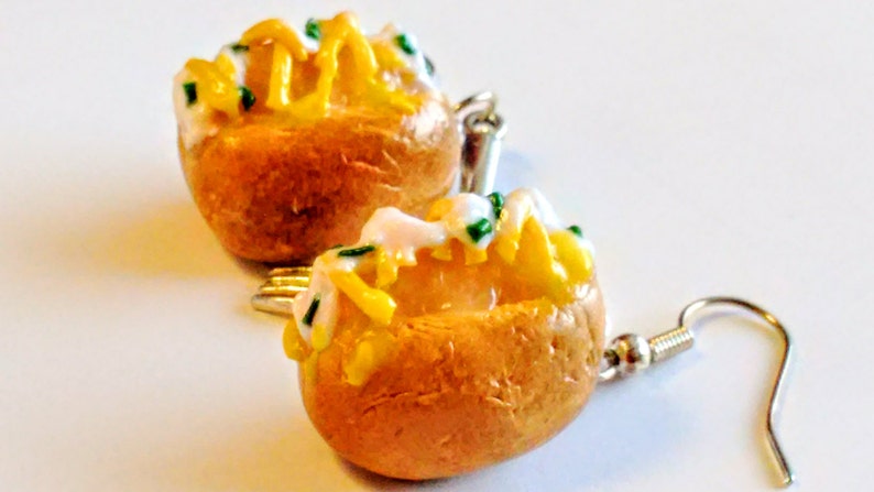 Baked Potato Earrings Miniature Food Jewelry Holiday - Etsy