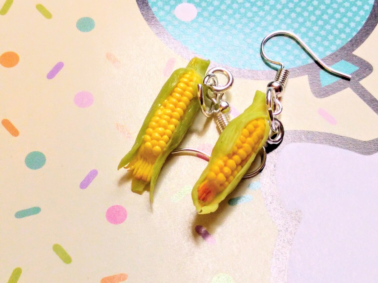 Ear of Corn Dangle Earrings, Miniature Food Jewelry, Vegetable Jewelry ...