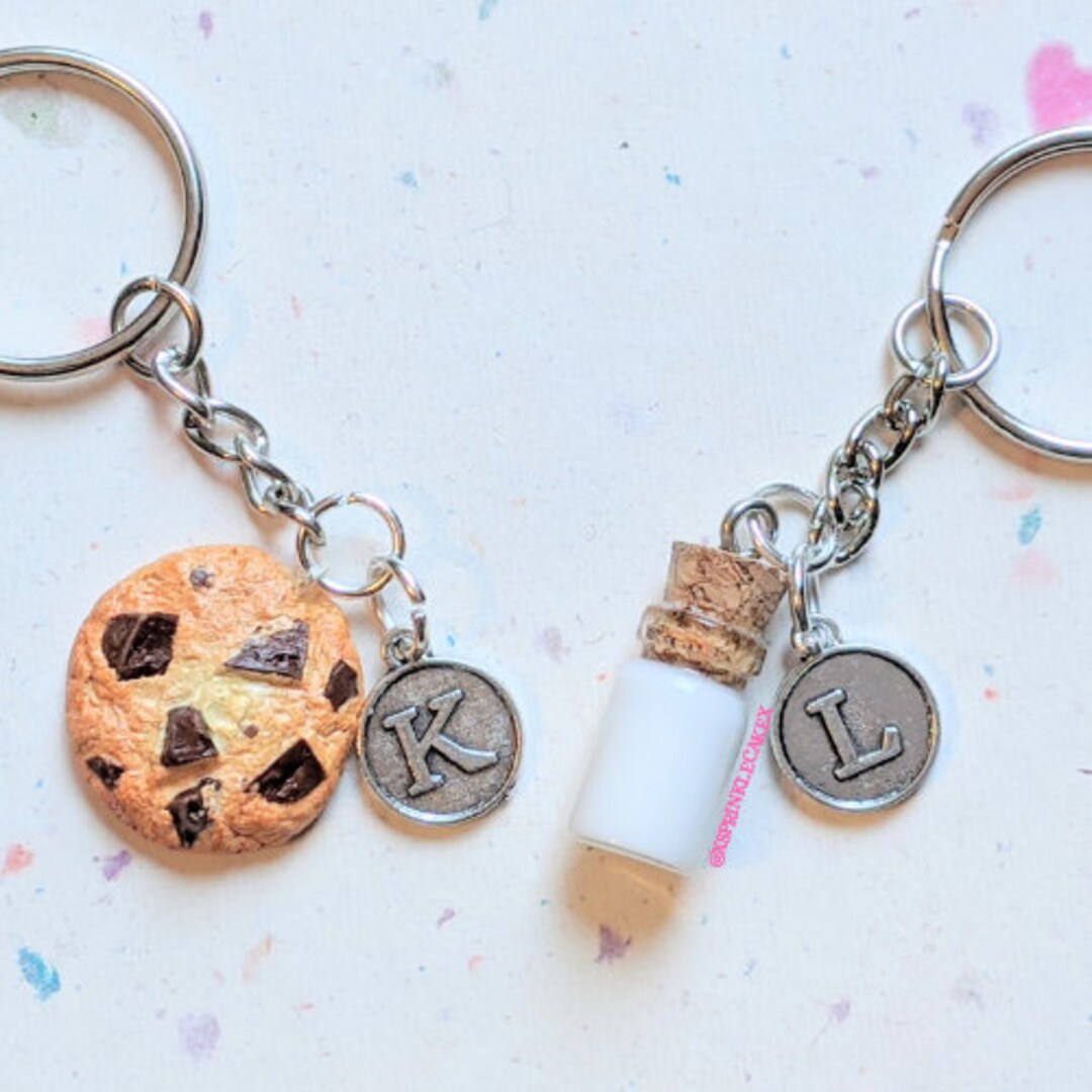 Personalized Milk Jug and Cookie BFF Keychains, Miniature Food Jewelry ...