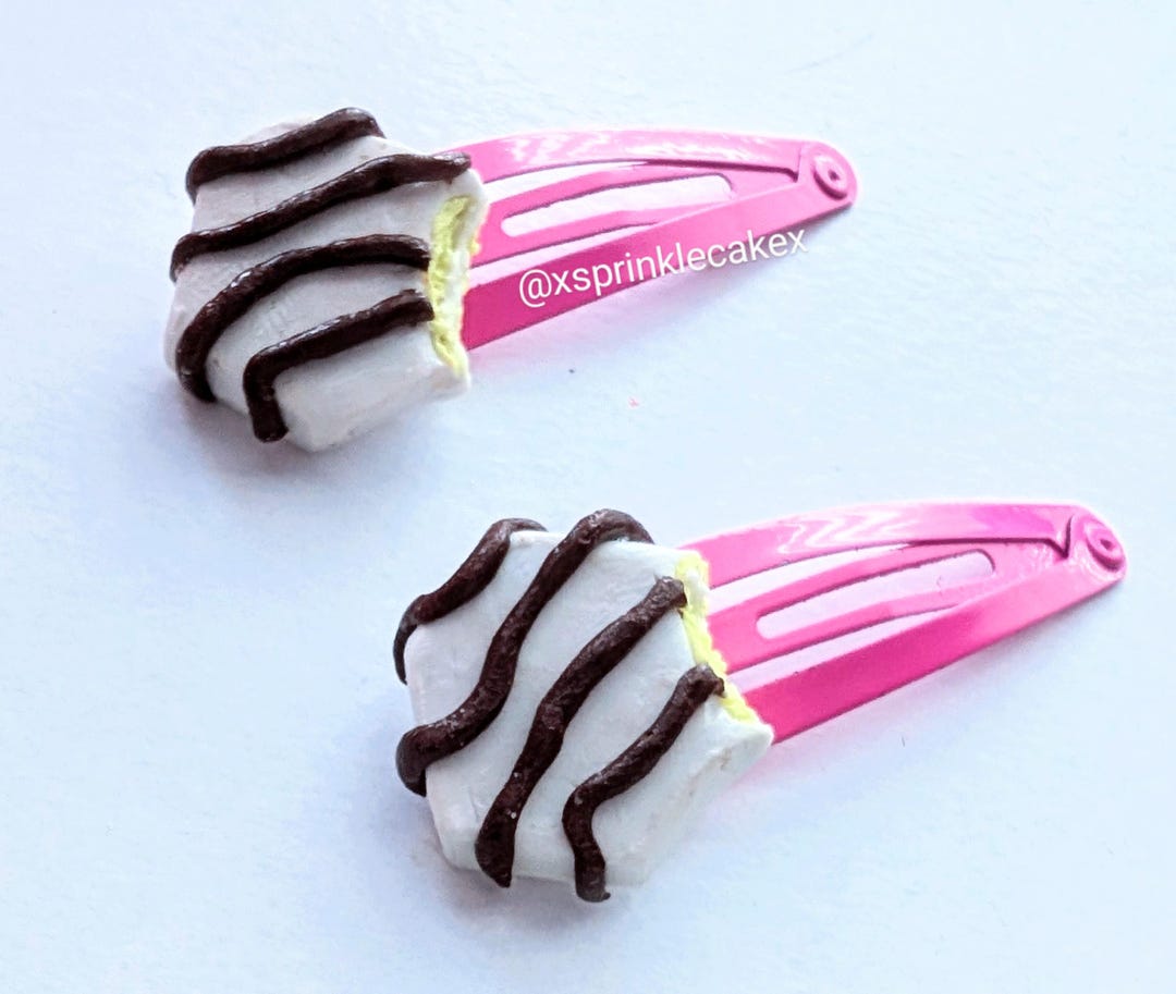 Zebra Cake Hair Clips, Miniature Food Jewelry, Inedible Jewelry, Kid's ...