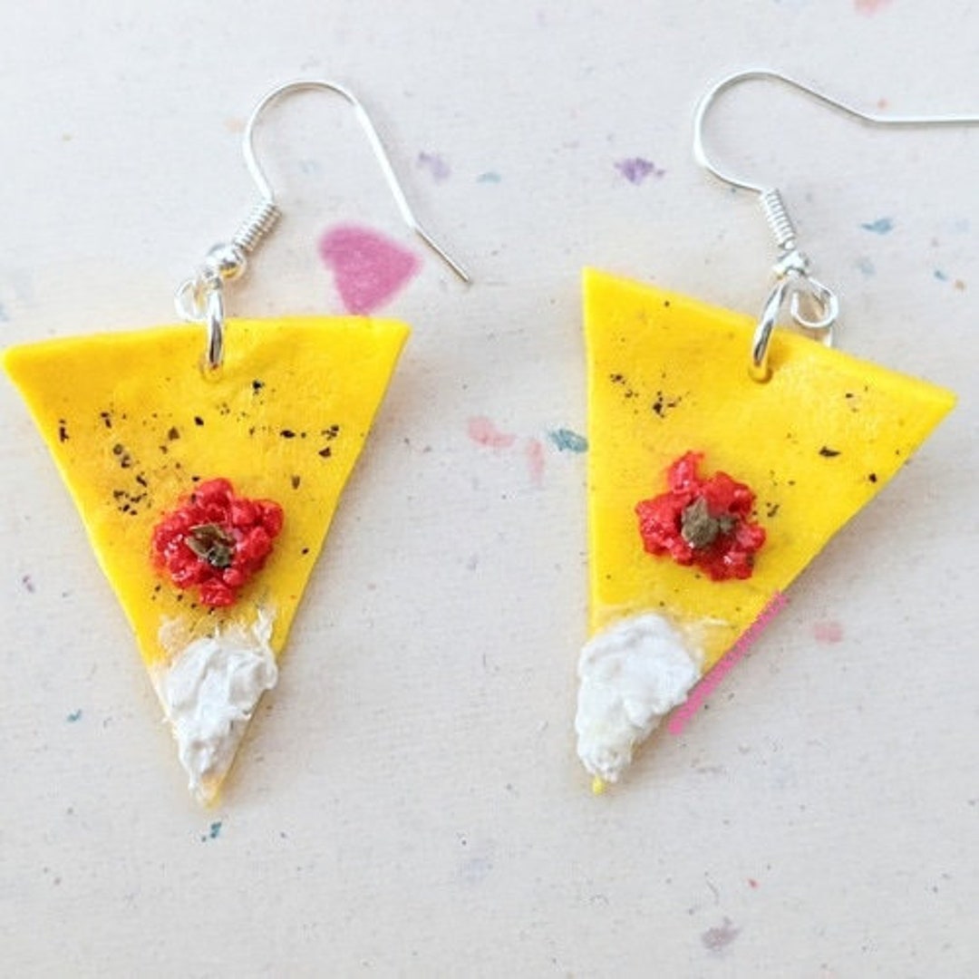 Nacho Chip With Salsa and Sour Cream Earrings, Miniature Food Jewelry ...