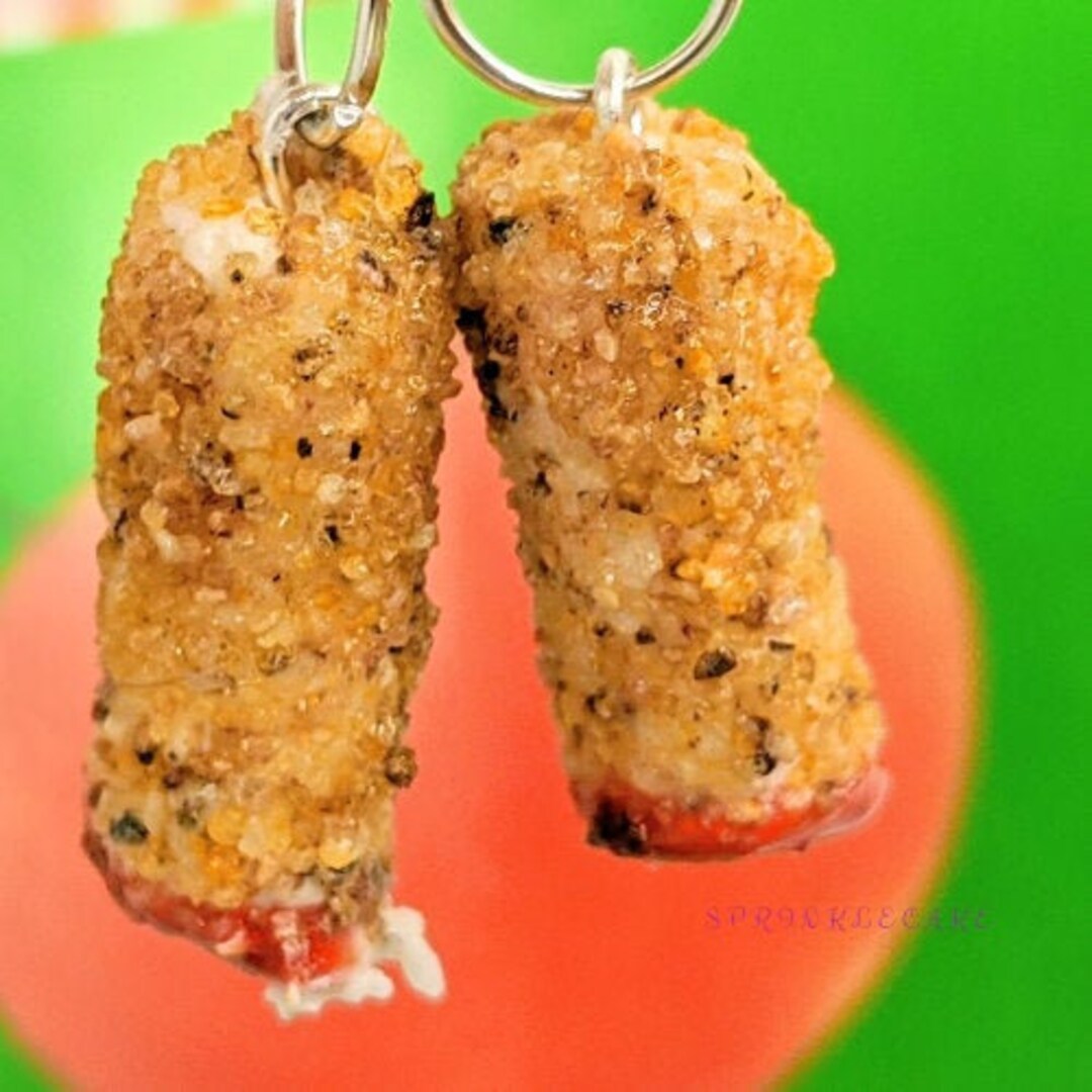 Mozzarella Cheese Sticks Earrings, Miniature Food Jewelry - Inedible ...