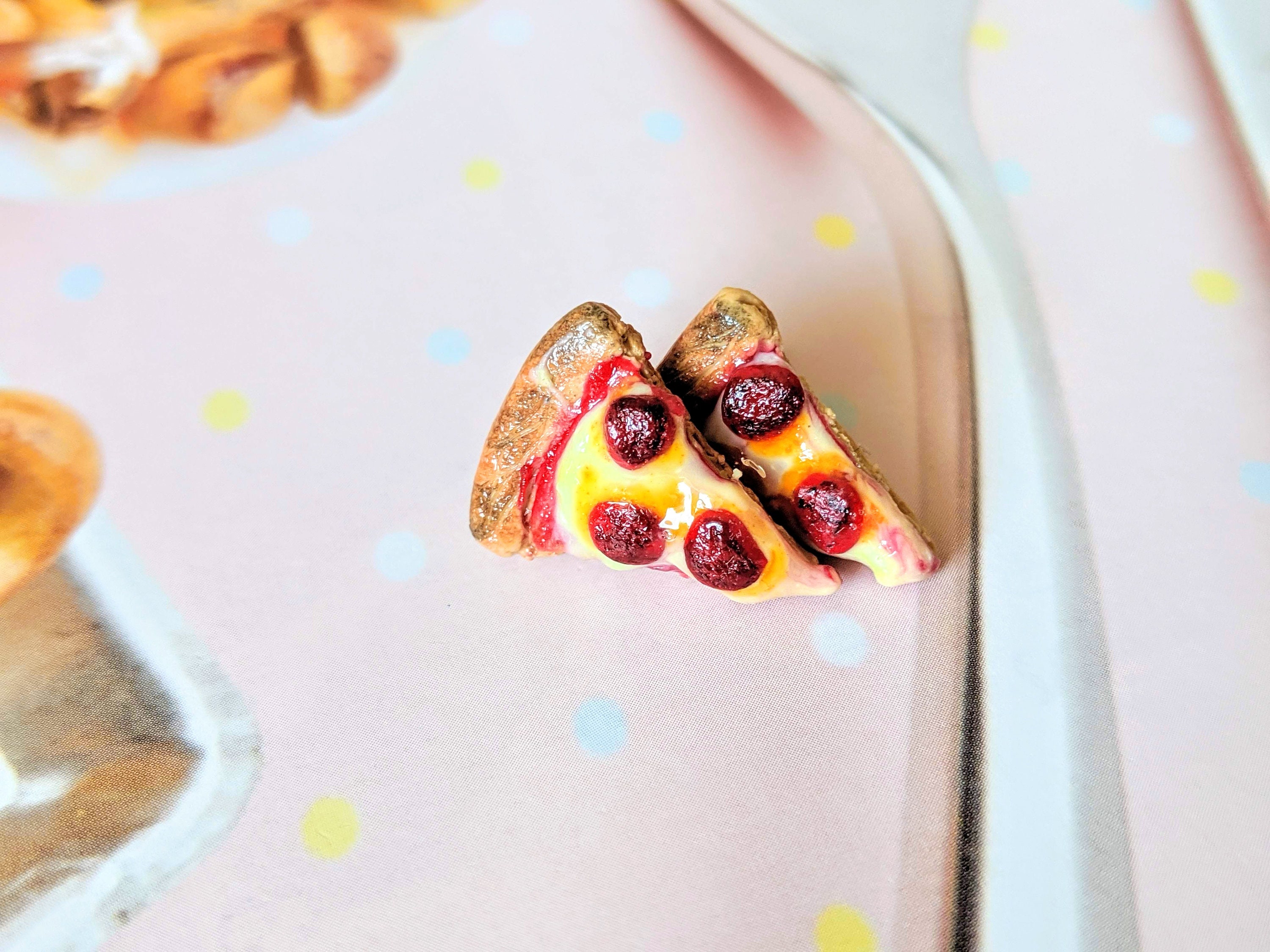 Pepperoni Pizza Stud Earrings Miniature Food Jewelry - Etsy