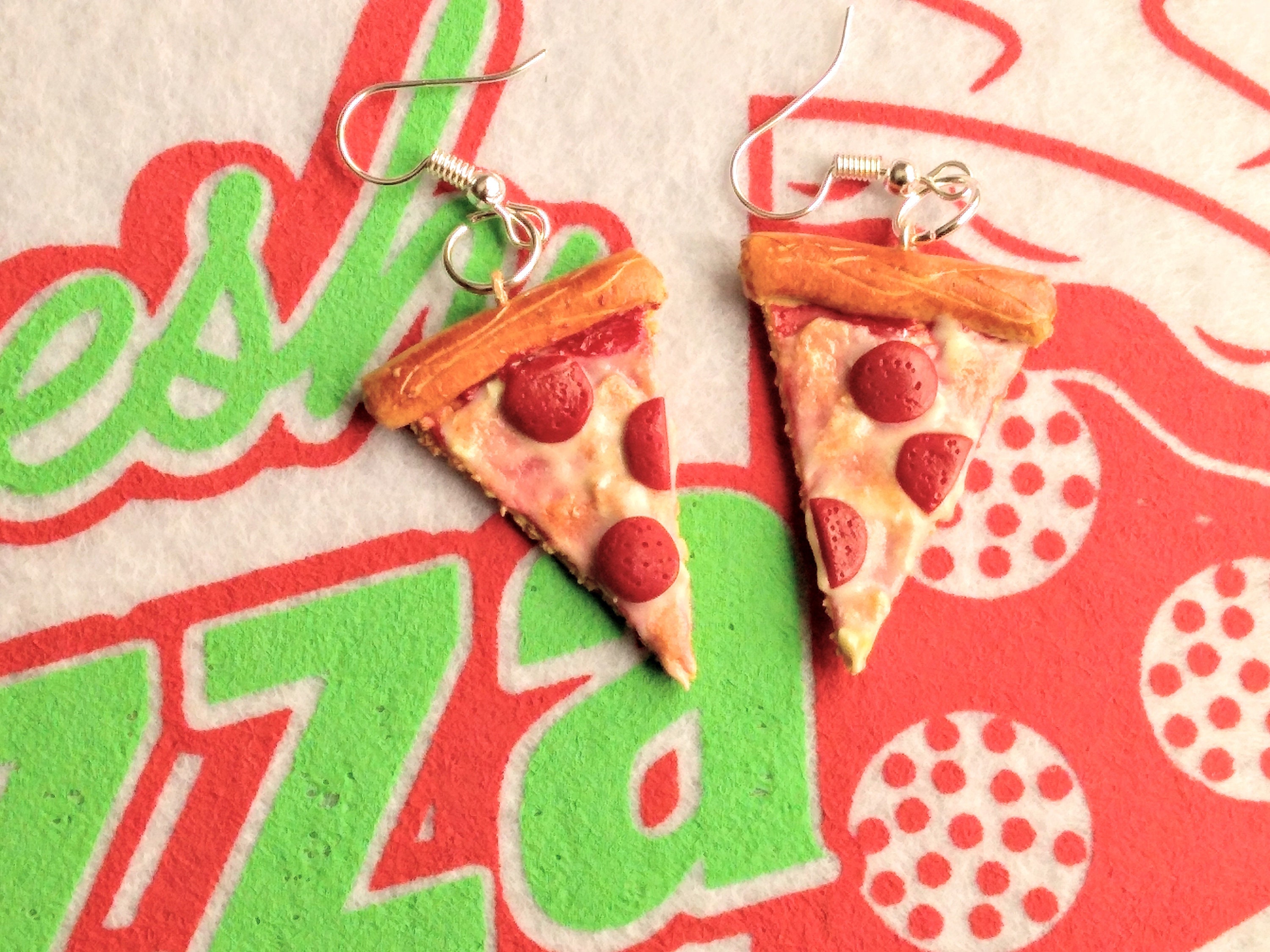 Realistic Pepperoni Pizza Slice Earrings Miniature Food - Etsy