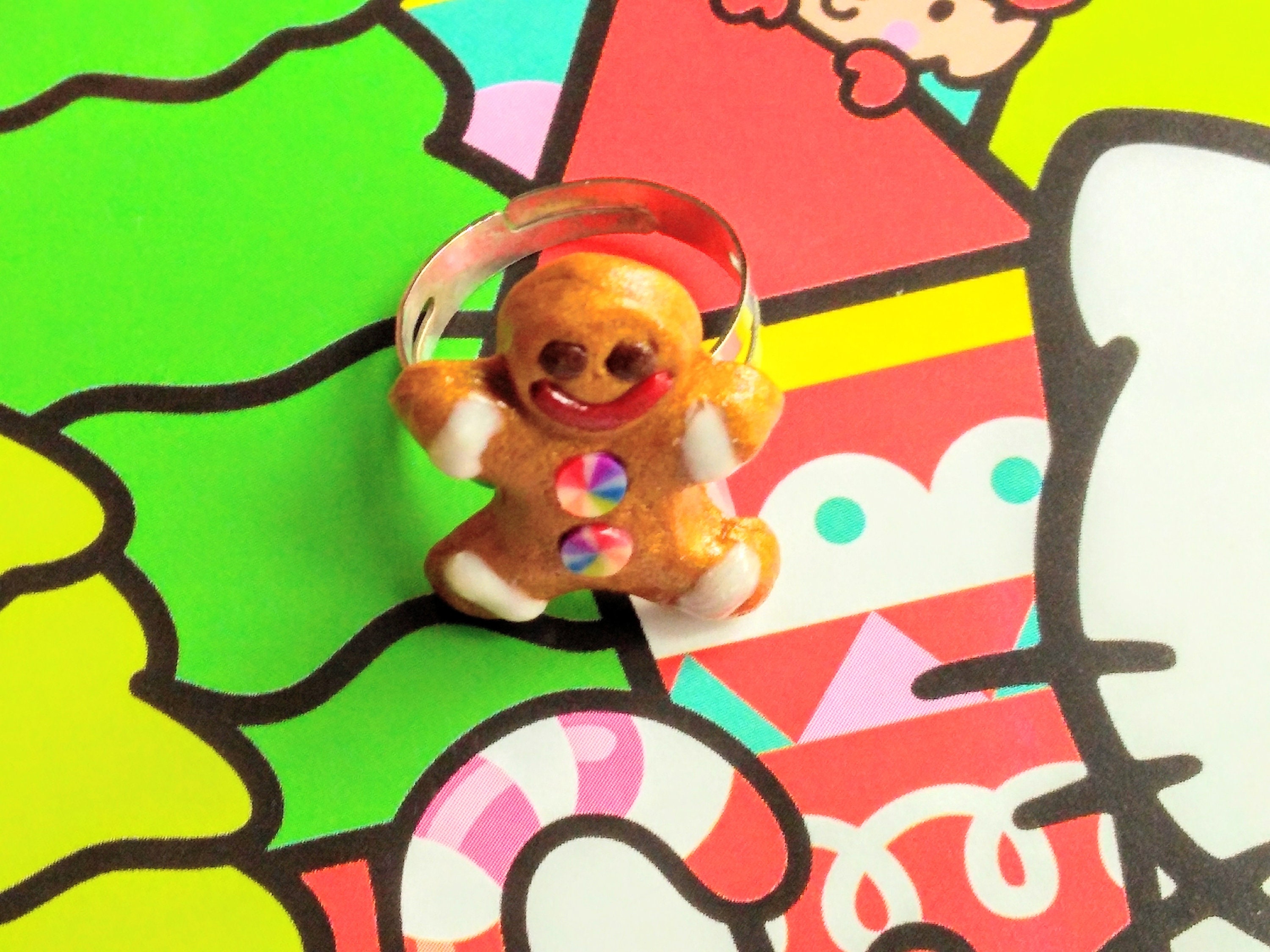 Gingerbread Man Cookie Ring Miniature Food Jewelry Inedible - Etsy