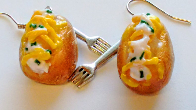 Baked Potato Earrings Miniature Food Jewelry Holiday - Etsy
