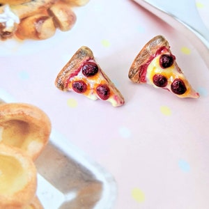 Pepperoni Pizza Stud Earrings Miniature Food Jewelry - Etsy