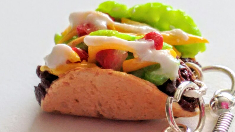 Taco Dangle Earrings - Miniature Food Jewelry - Fake Food Jewelry ...