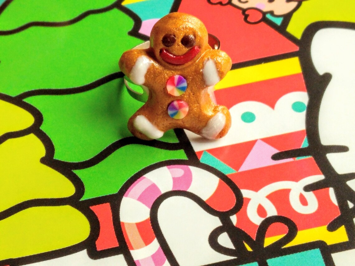 Gingerbread Man Cookie Ring Miniature Food Jewelry Inedible | Etsy