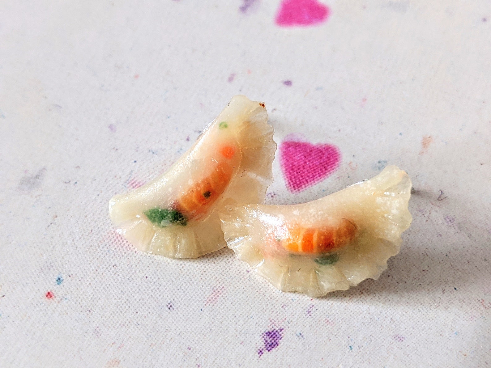 Shrimp Dumpling Earrings, Miniature Food Jewelry, Inedible Jewelry ...