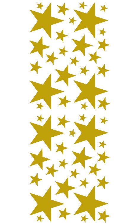 52 Gold Vinyl Star Shaped Bedroom Wall Decals Stickers Teen Kids Baby ...