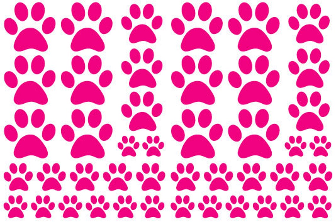 44 Hot Pink Paw Prints Vinyl Wall Decals Stickers Bedroom Teen - Etsy