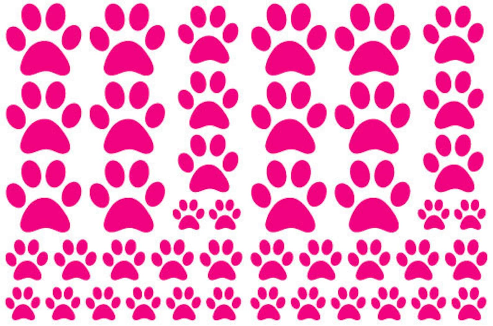 44 Hot Pink Paw Prints Vinyl Wall Decals Stickers Bedroom Teen Kids ...
