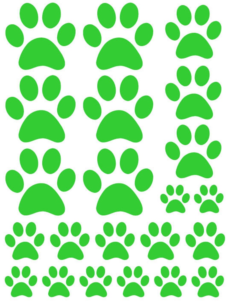 44 Lime Green Paw Prints Vinyl Wall Decals Stickers Bedroom | Etsy