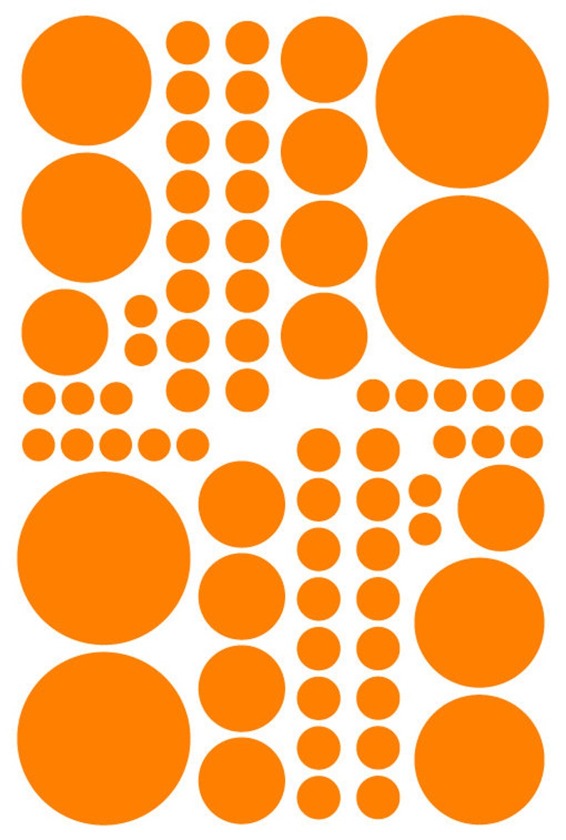 70 Bright Orange Vinyl Polka Dots Bedroom Wall Decals Stickers - Etsy
