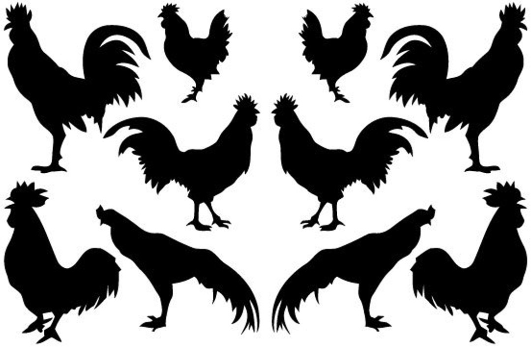 10 Roosters Wall Decals Stickers Many Colors Available Great for ...
