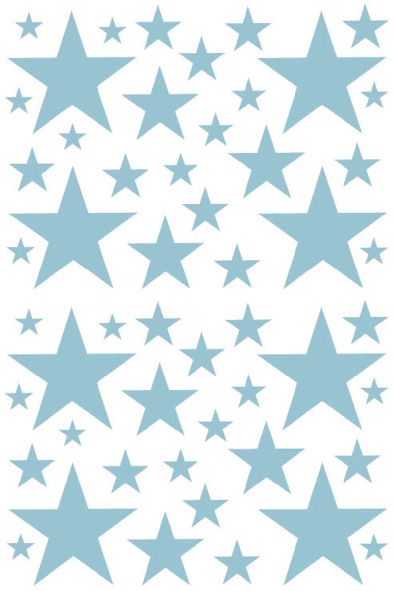 52 Powder Blue Vinyl Star Shaped Bedroom Wall Decals Stickers - Etsy