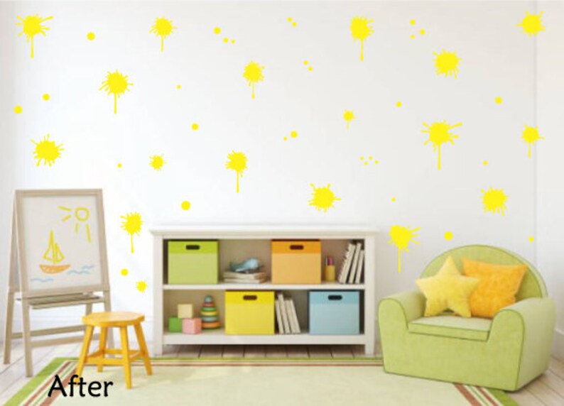 Paint Splatter Wall Decal in Yellow - Etsy