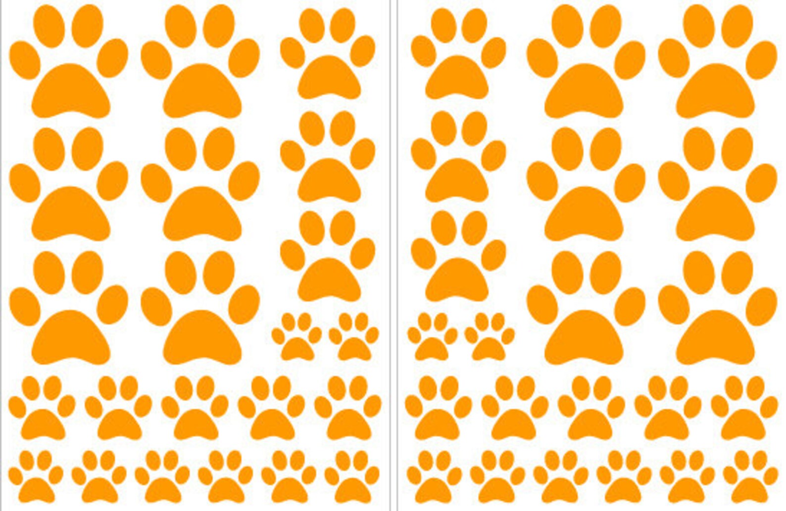 44 Orange Paw Prints Vinyl Wall Decals Stickers Bedroom Teen | Etsy