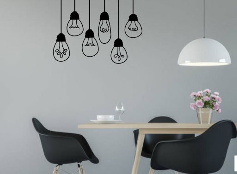 Old Fashioned Hanging Light Bulbs Vinyl Wall Decal Sticker Kitchen ...