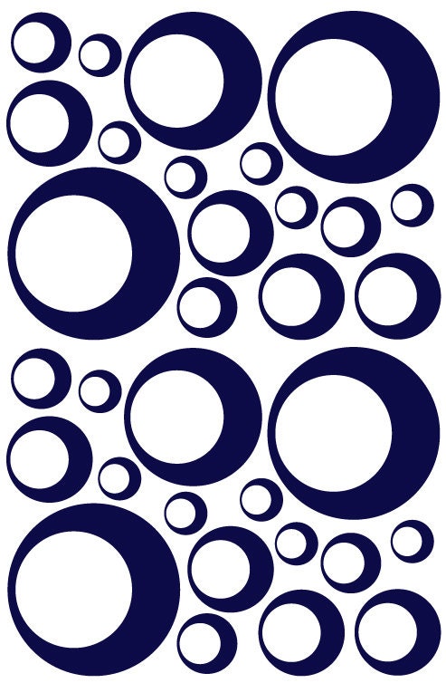 32 Navy Blue Vinyl Circle in a Circle Bubble Dots Bedroom Wall Decals ...