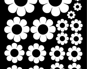 38 Lime Green Daisy Vinyl Shaped Bedroom Wall Decals Stickers Daisies ...