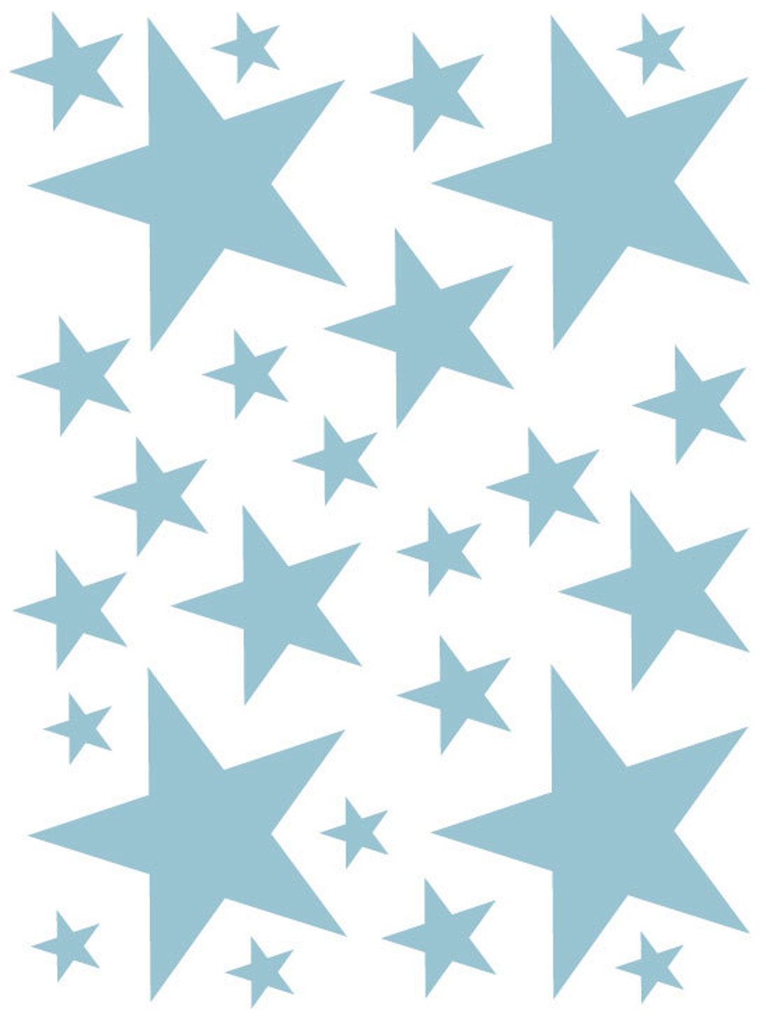 52 Powder Blue Vinyl Star Shaped Bedroom Wall Decals Stickers Stars ...