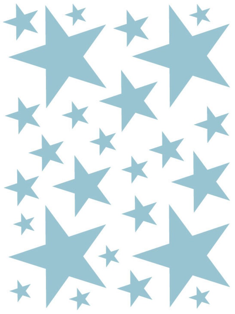 52 Powder Blue Vinyl Star Shaped Bedroom Wall Decals Stickers - Etsy