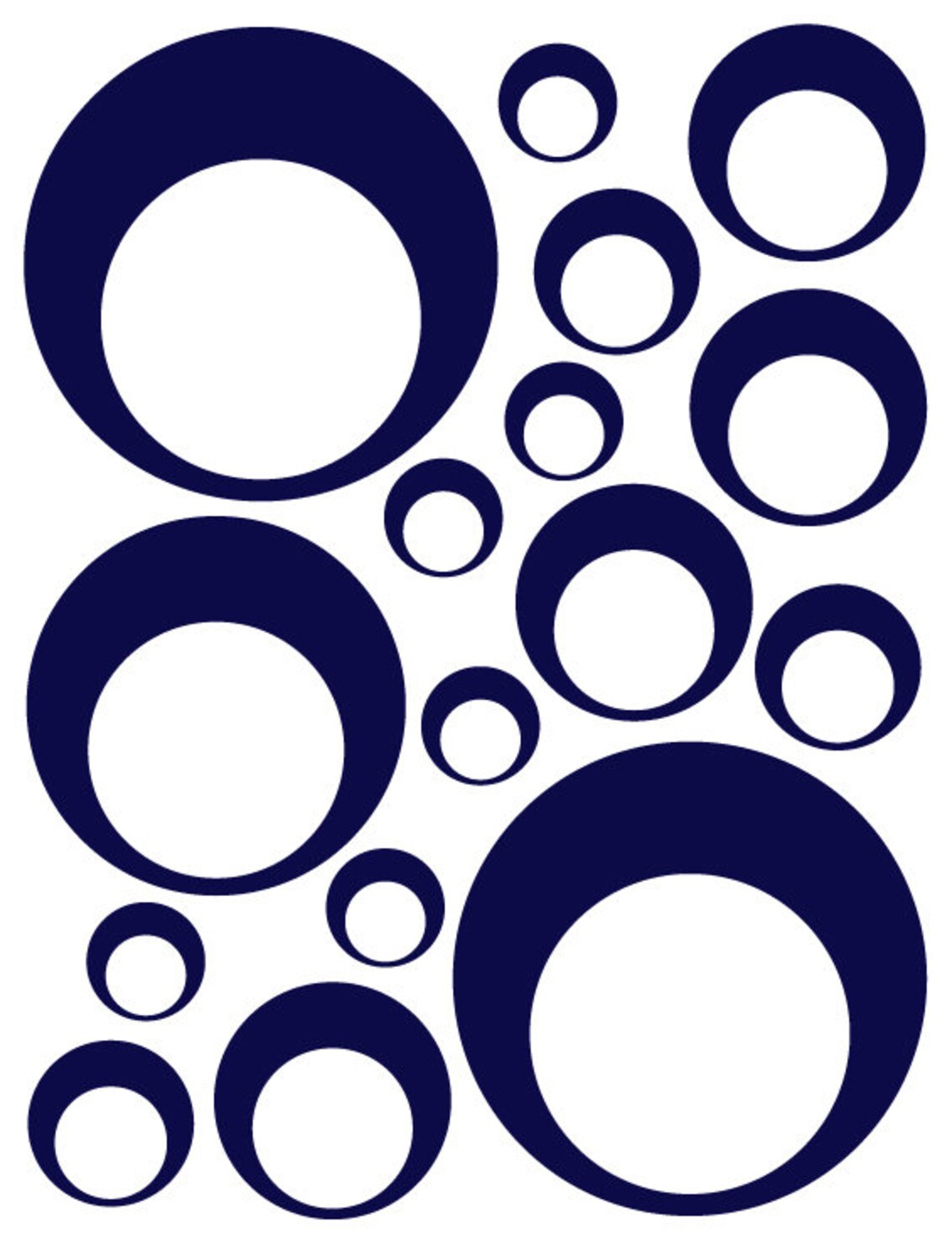 32 Navy Blue Vinyl Circle in a Circle Bubble Dots Bedroom Wall Decals ...