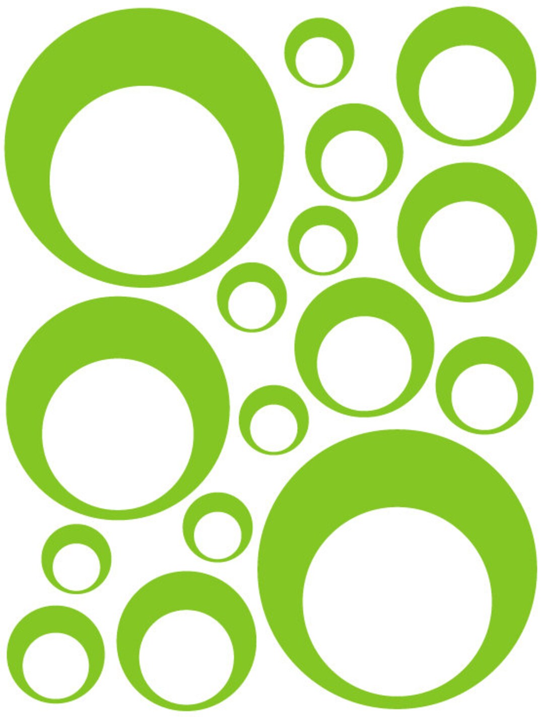 32 Lime Green Vinyl Circle in a Circle Bubble Dots Bedroom Wall Decals ...