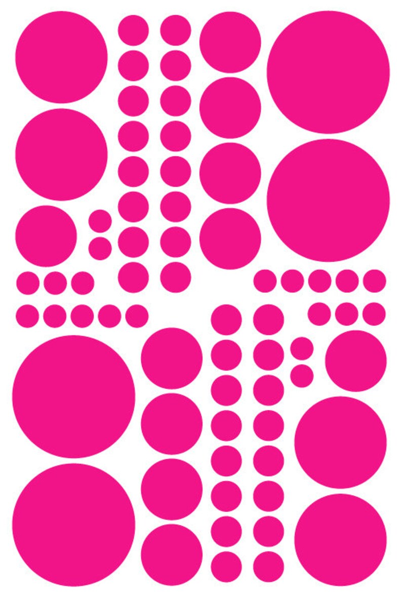 70 Hot Pink Vinyl Polka Dots Bedroom Wall Decals Stickers Teen Kids ...