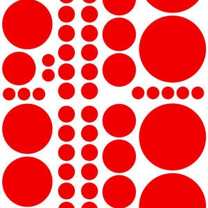 70 Red Vinyl Polka Dots Bedroom Wall Decals Stickers Teen Kids Baby ...