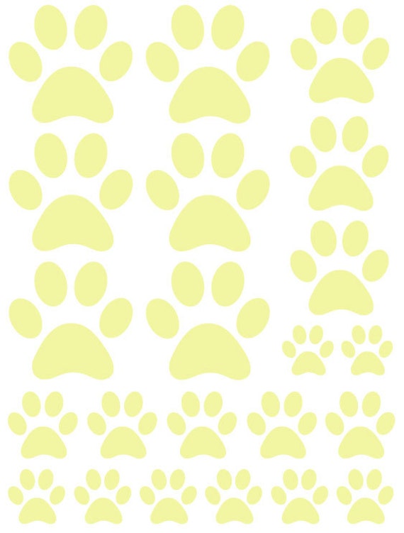 44 Pale Yellow Paw Prints Vinyl Wall Decals Stickers Bedroom - Etsy