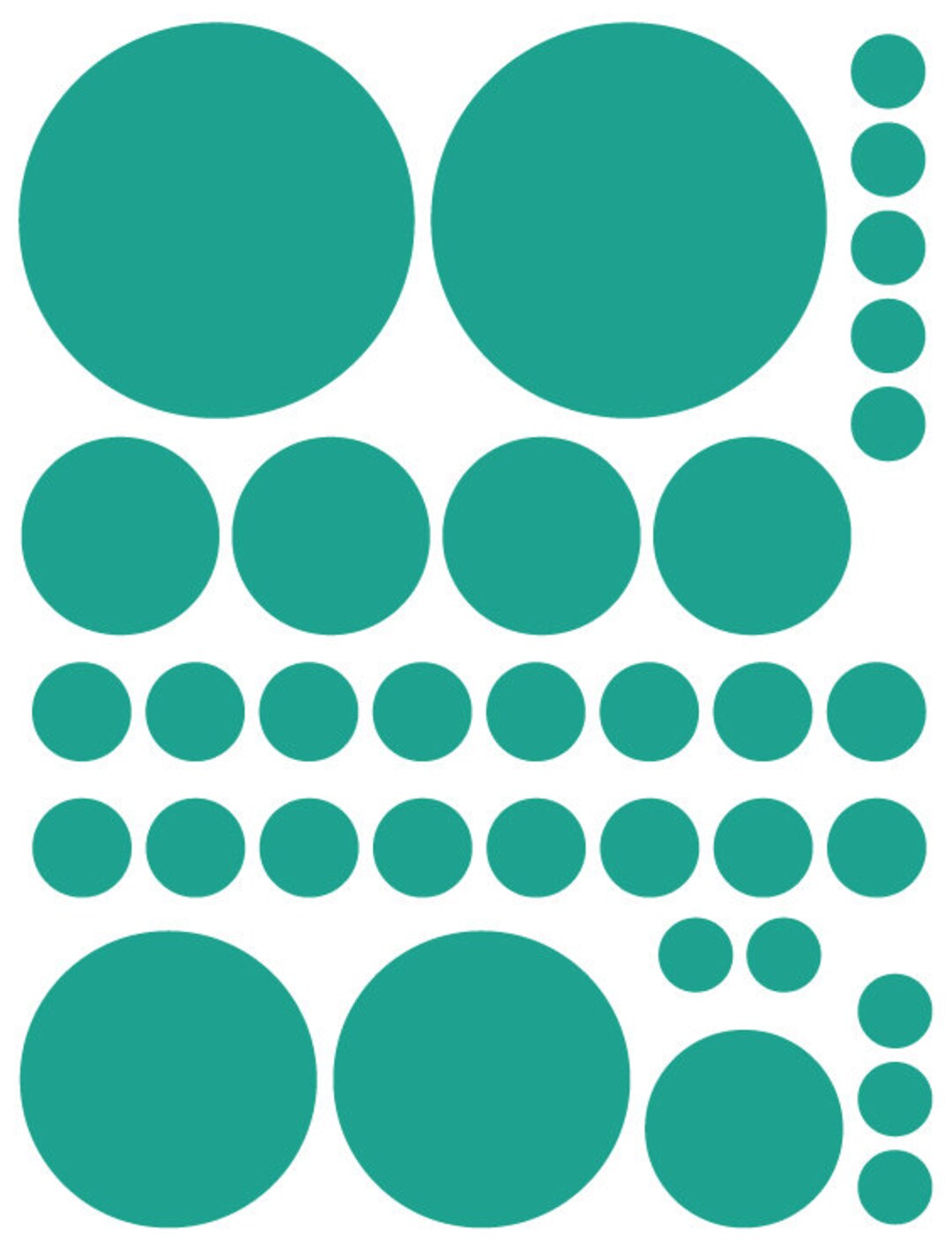 70 Teal Turquoise Vinyl Polka Dots Bedroom Wall Decals Stickers Teen ...