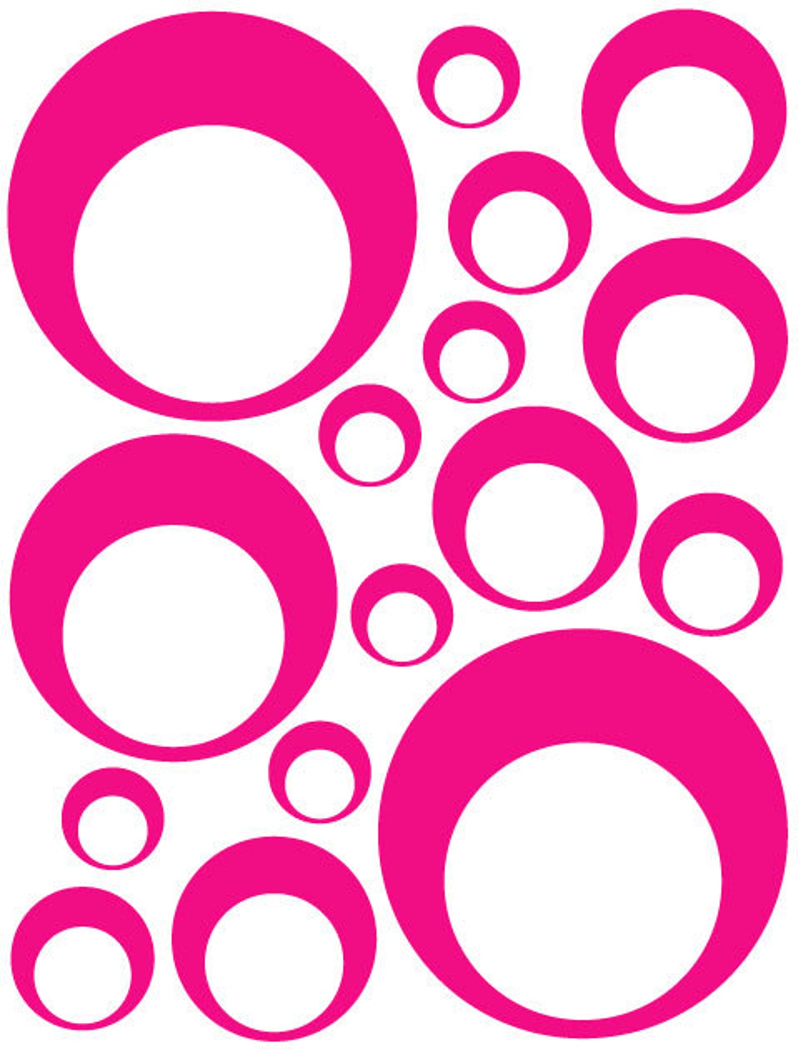 32 Hot Pink Vinyl Circle in a Circle Bubble Dots Bedroom Wall Decals ...
